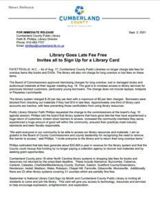 Libraries go FEE FREE and encourage everyone to get a library card ...