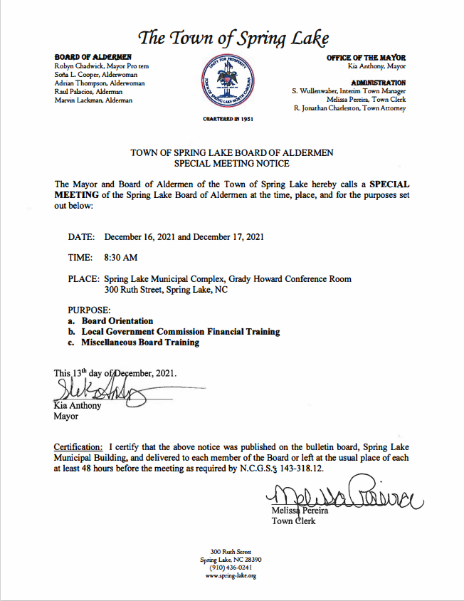 | Town of Spring Lake : Town of Spring Lake