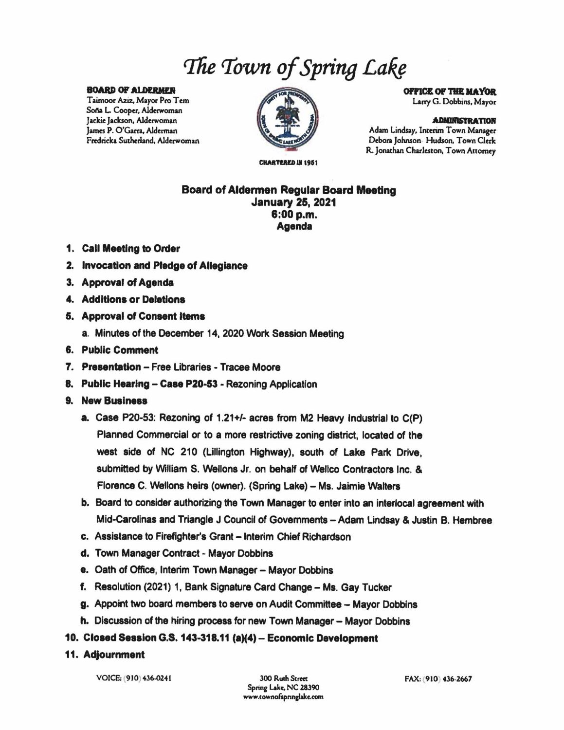 January 25, 2021 | Town of Spring Lake : Town of Spring Lake