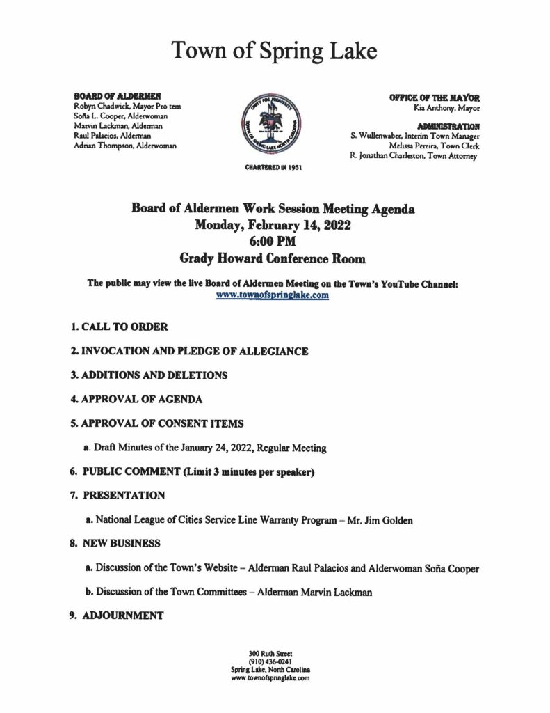 Feb 14, 2022 | Town of Spring Lake : Town of Spring Lake