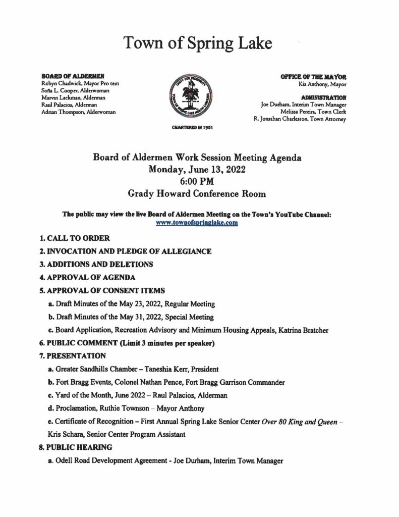 June 13, 2022 | Town of Spring Lake : Town of Spring Lake