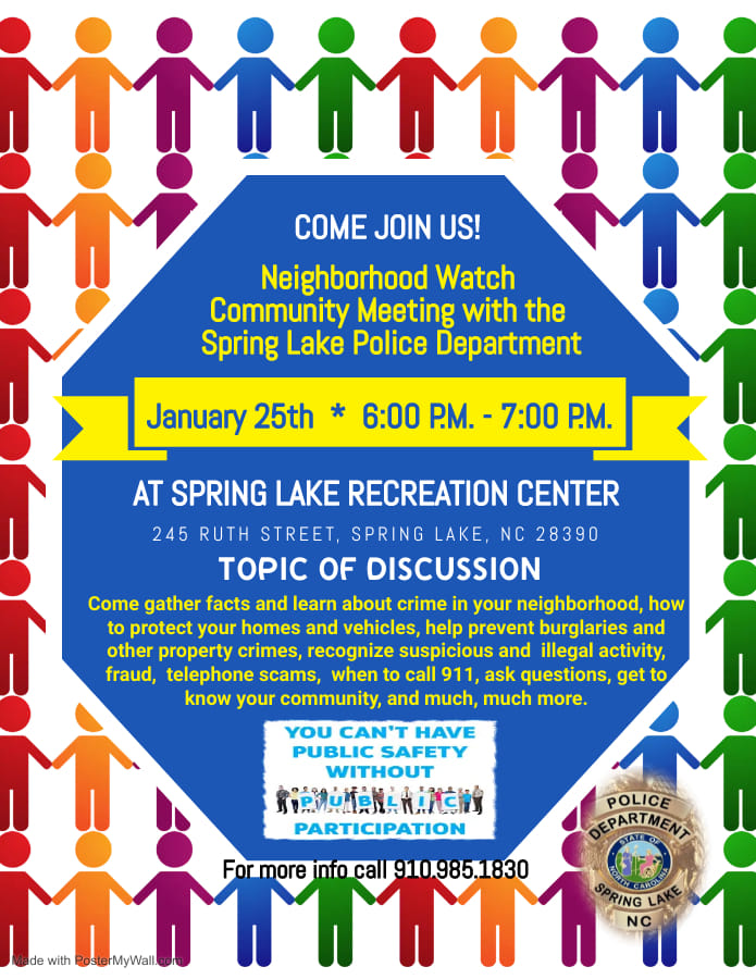 Neighborhood Watch Community Meeting! | Town of Spring Lake : Town of ...