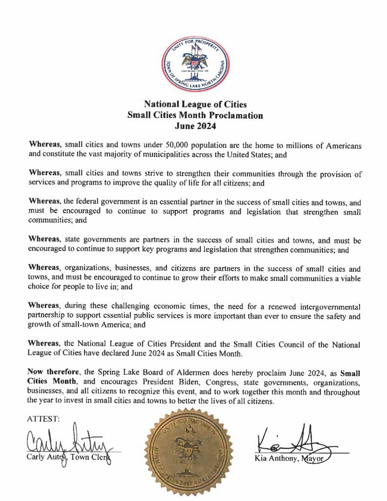 National League of Cities Small Cities | Town of Spring Lake : Town of ...