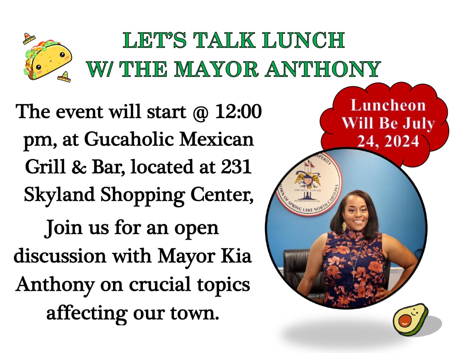 Let's Talk Lunch w/ Mayor Kia Anthony | Town of Spring Lake : Town of ...