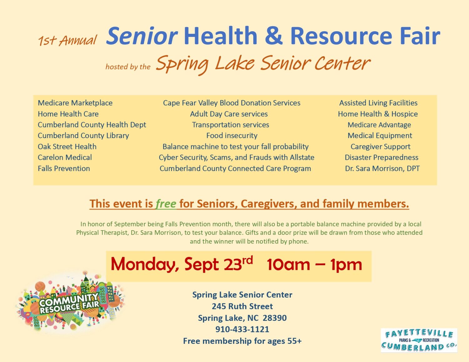 Senior Health & Resource Fair | Town of Spring Lake : Town of Spring Lake